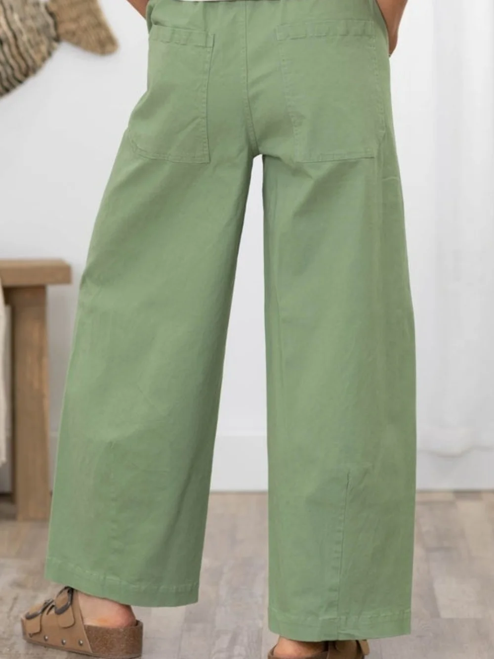 mittoshop | Pants & Jumpsuits | Wide Leg Barrel Pants Light Olive Green ...